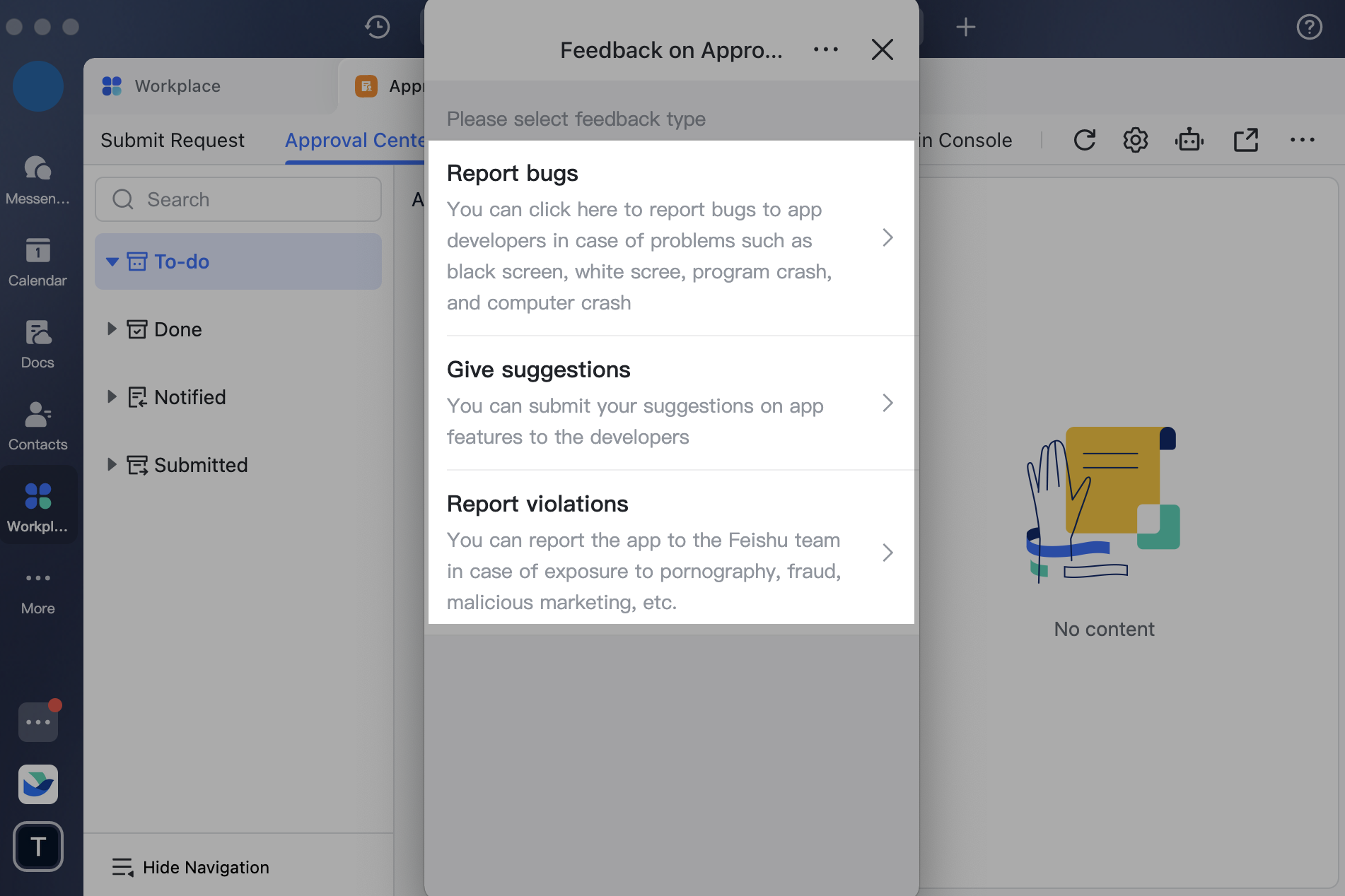 Provide user experience feedback for an app
