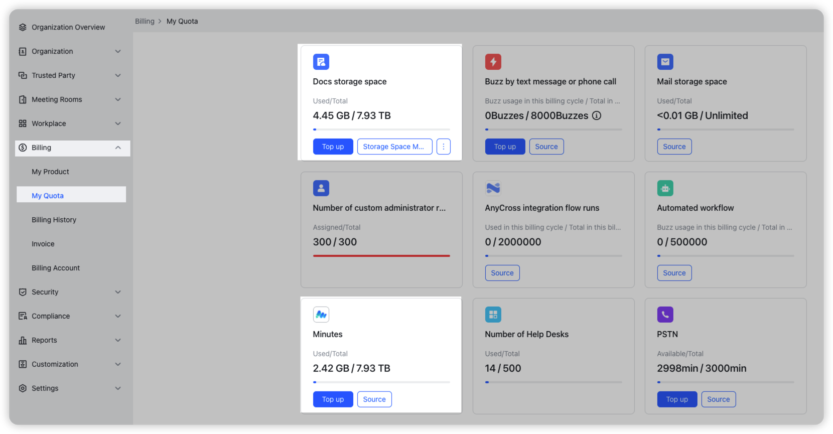 Admin | Purchase a storage upgrade plan