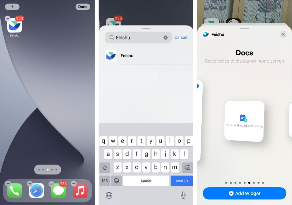 Add Docs widgets to your mobile device