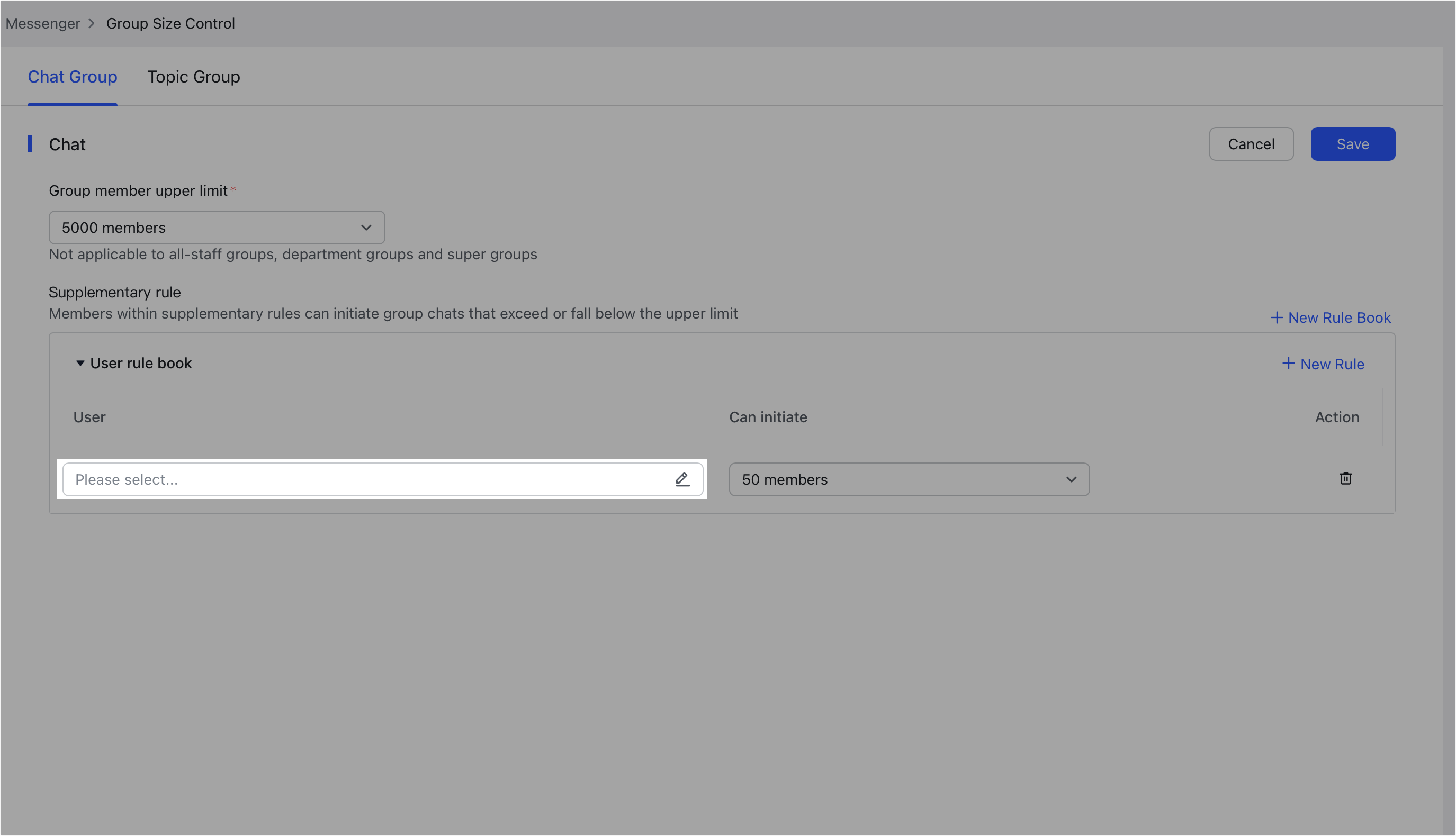 Admin | Set group size limit in Messenger
