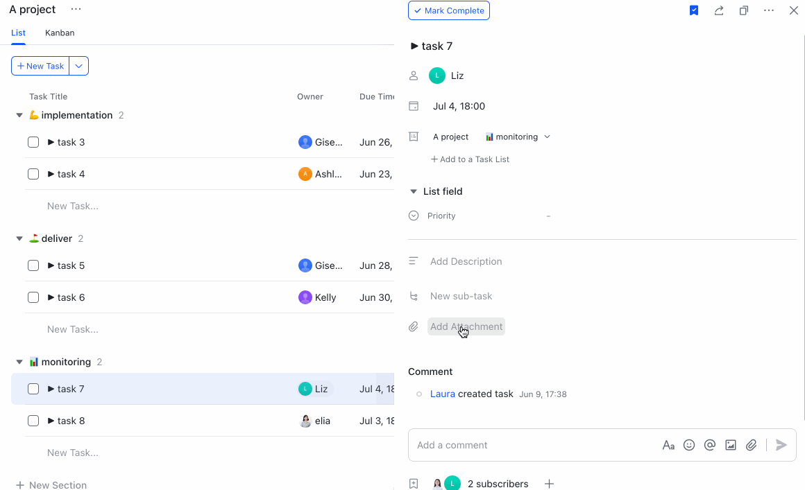 Add custom fields in Task List
