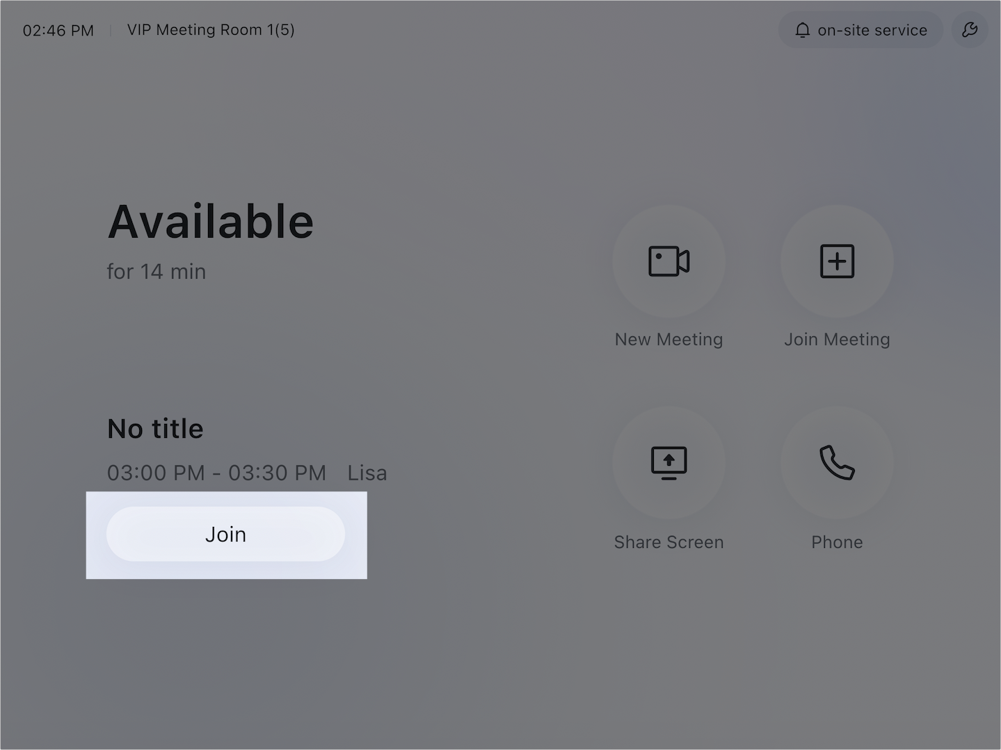 Start or join a meeting with Feishu Rooms