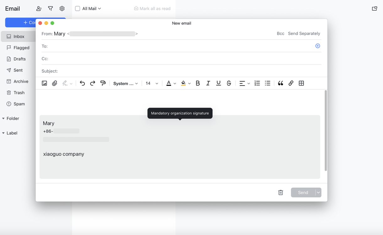 Configure organization signatures