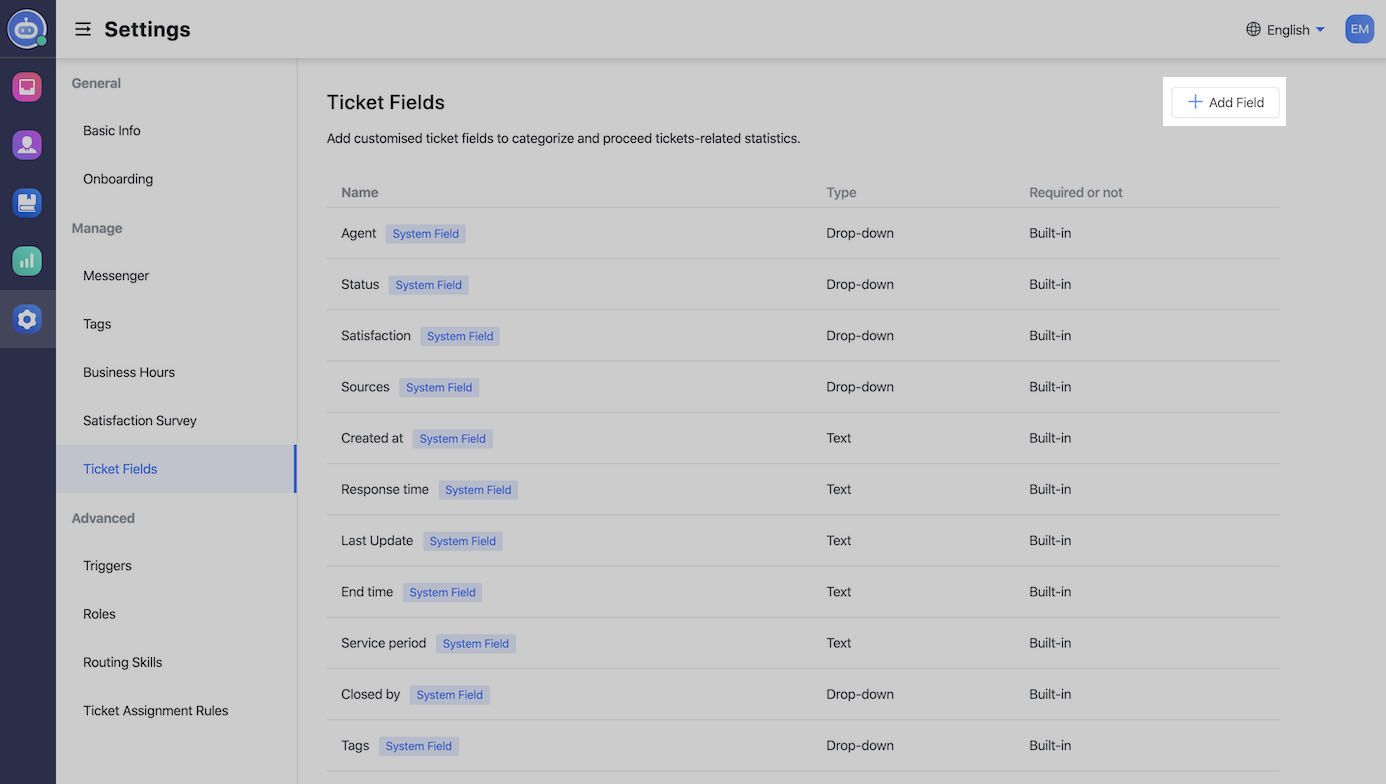 Set up custom ticket board fields