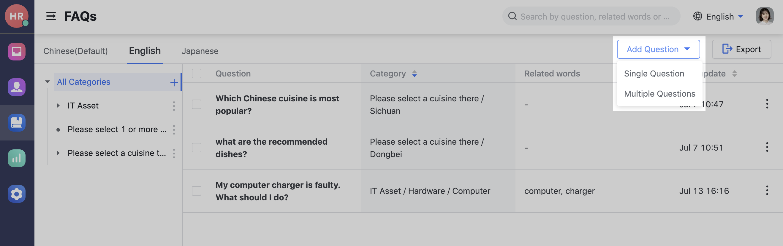 Manage FAQs in Help Desk Admin