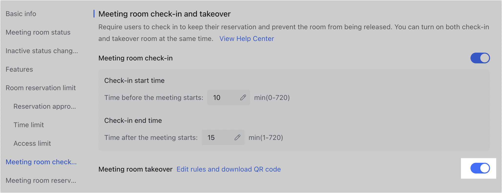 Admin | Configure meeting room takeover
