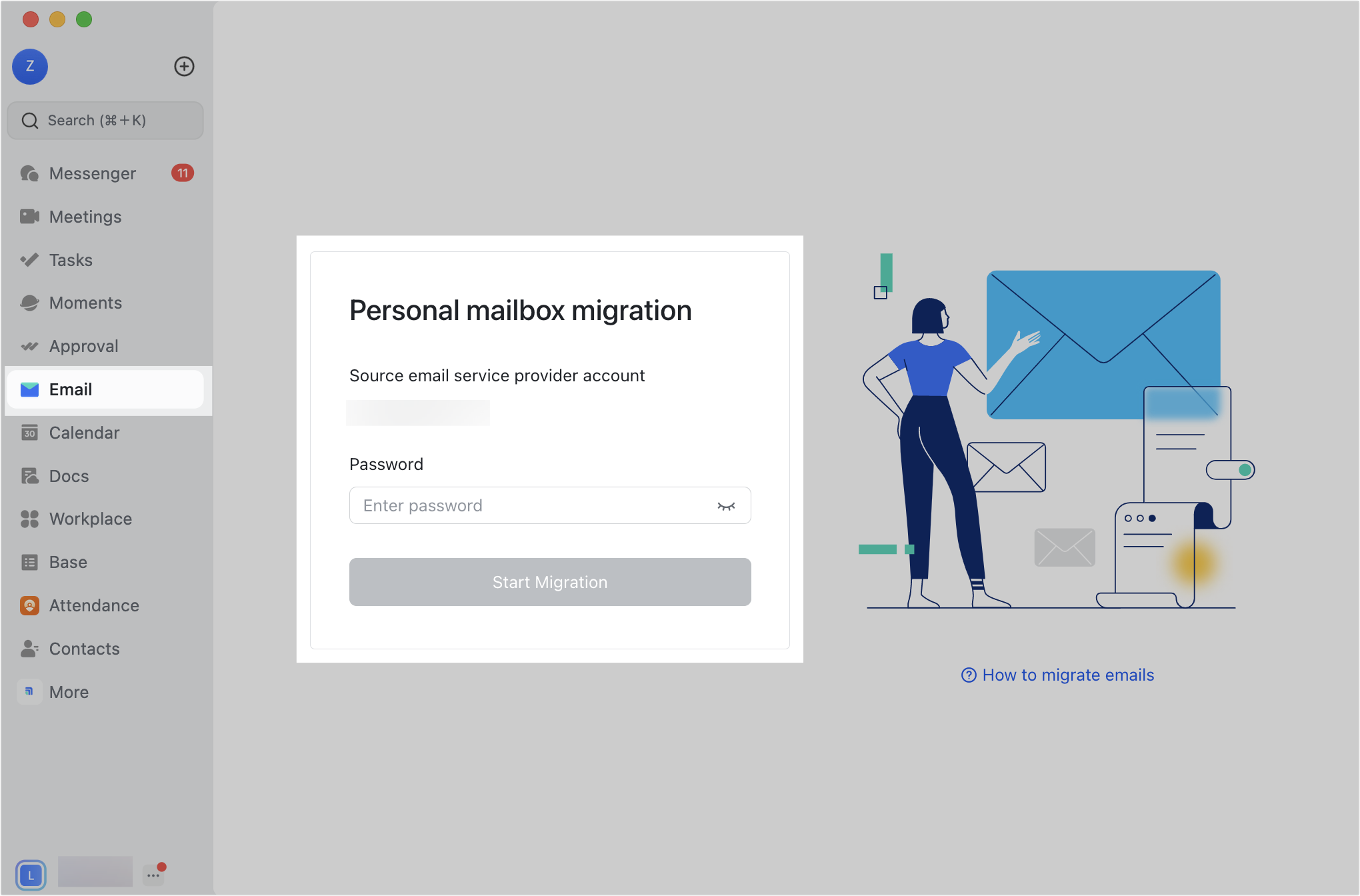 Migrate your emails from a third-party email service to Feishu Mail service