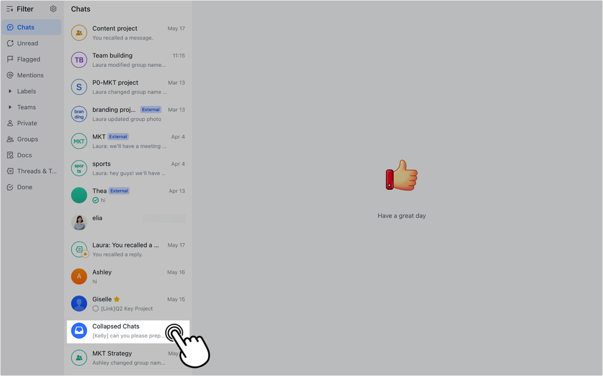 Move unimportant chats to Collapsed Chats