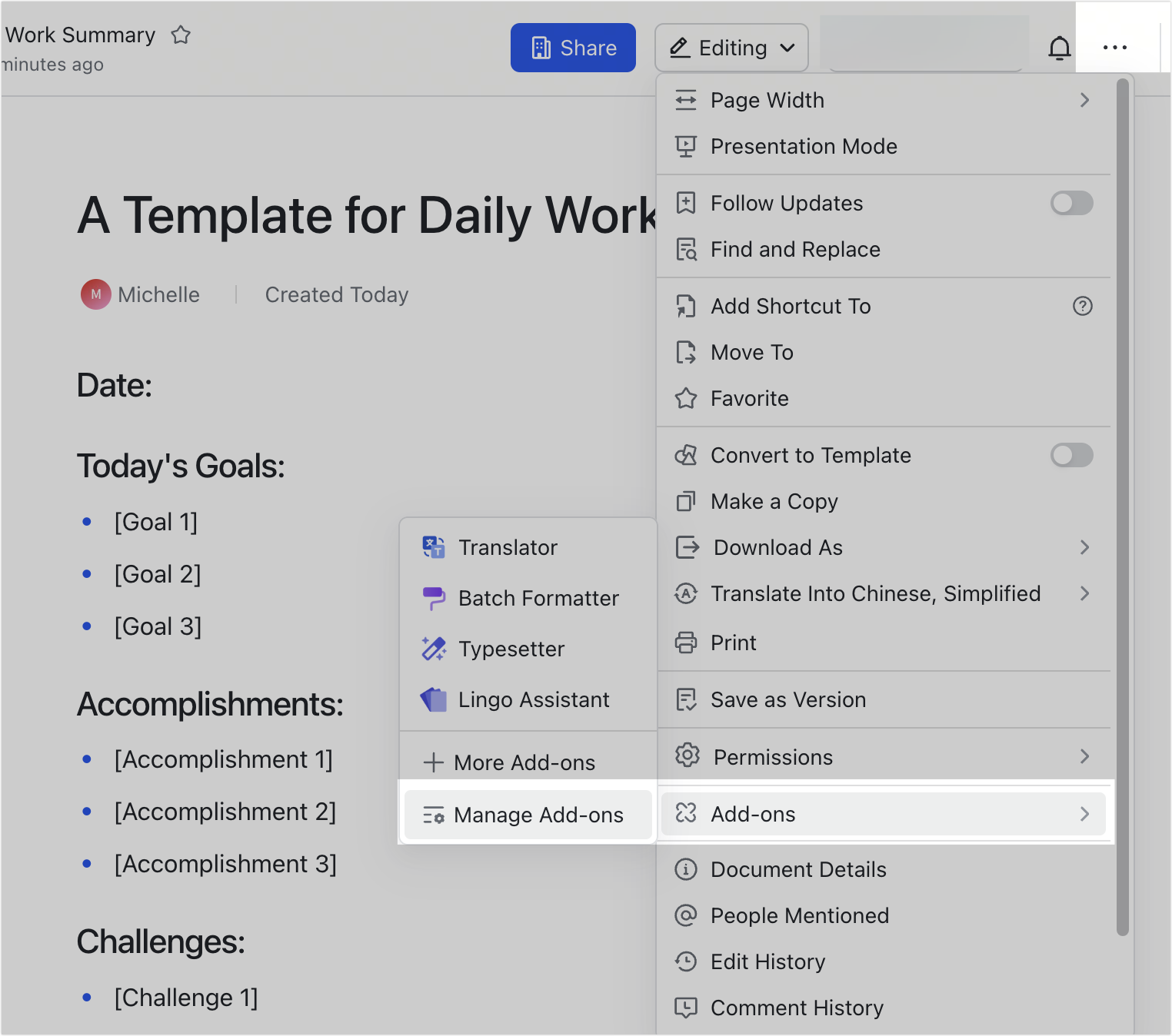 Use the Feishu Quick Translation add-on