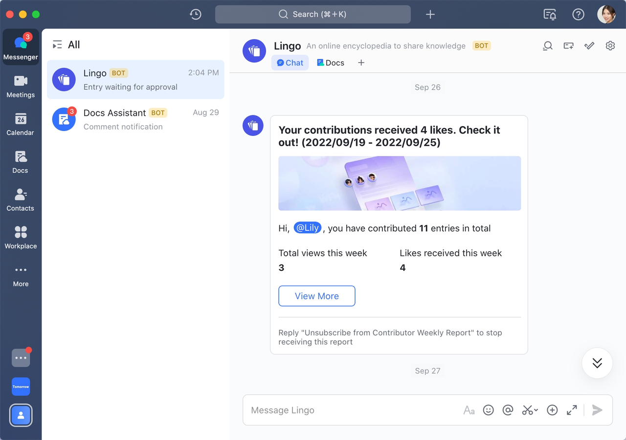 View entry contribution record and feedback
