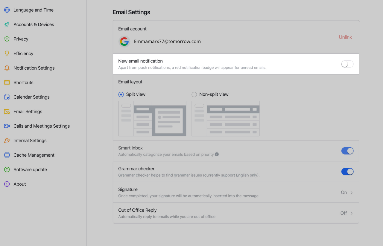 Set email notifications