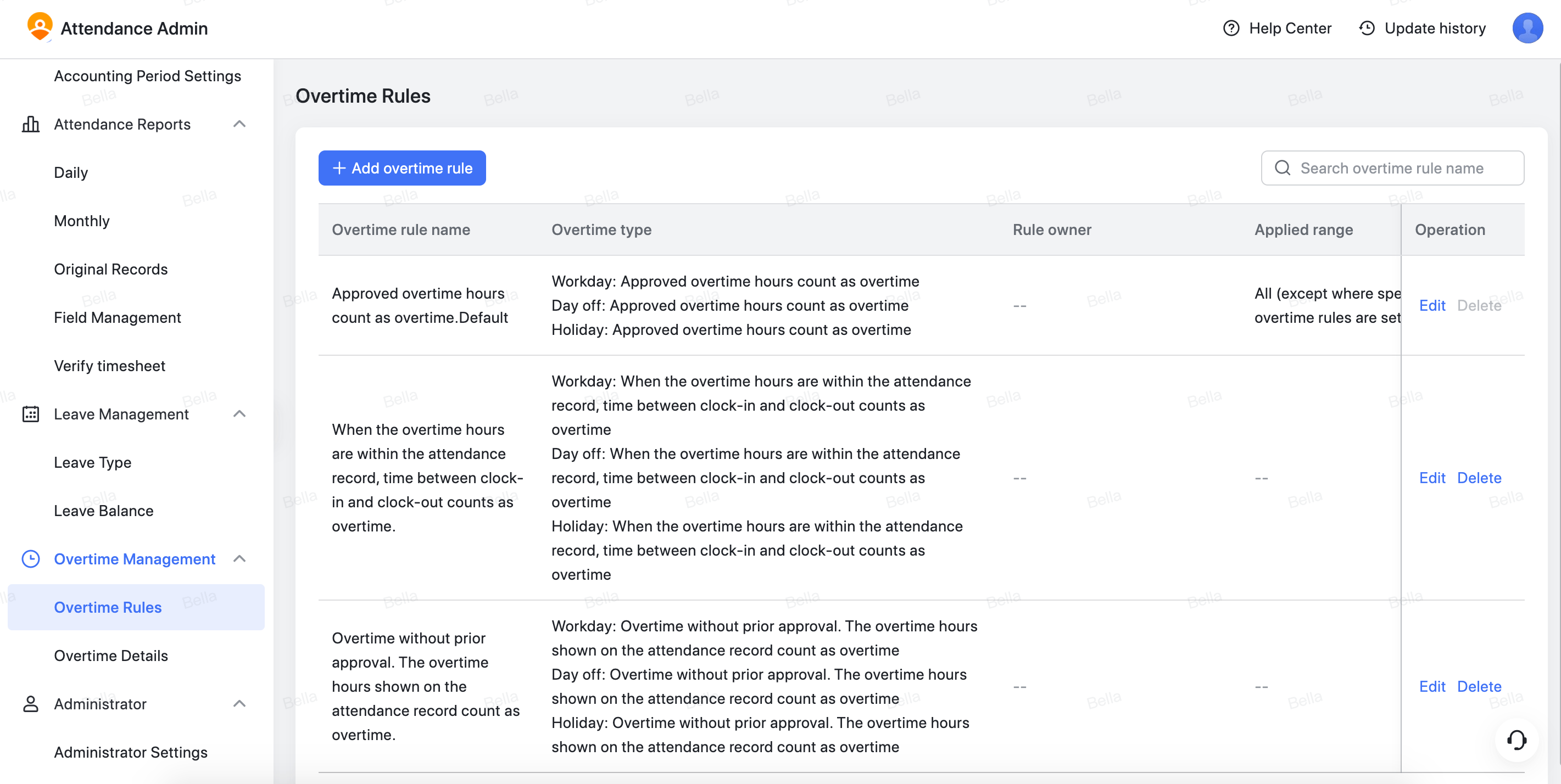 Admin | Configure and manage employee overtime
