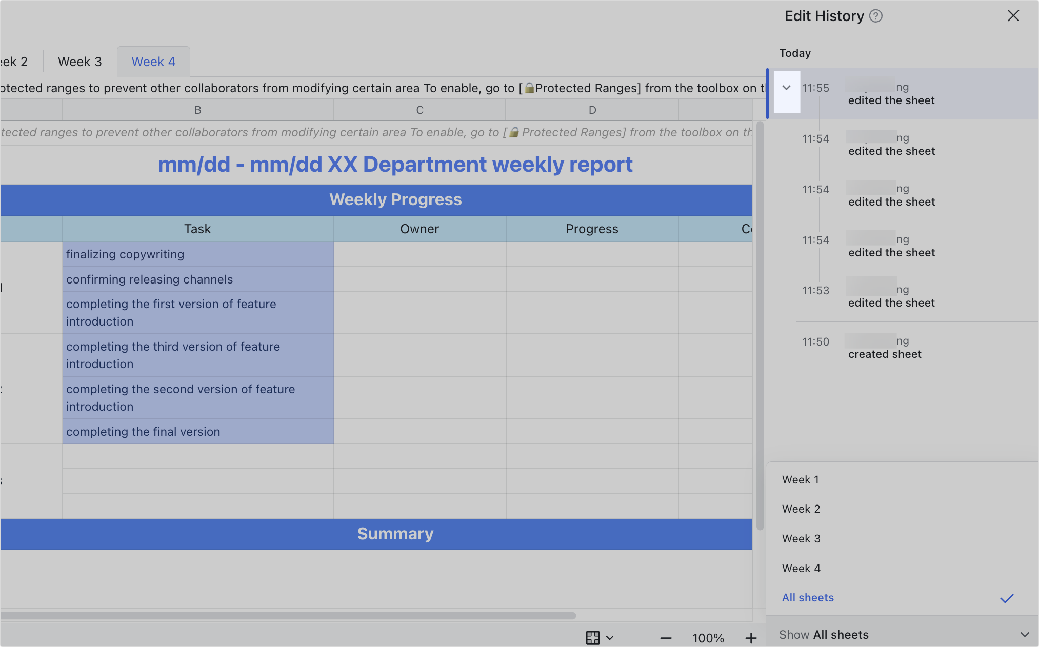 Use edit history in Sheets