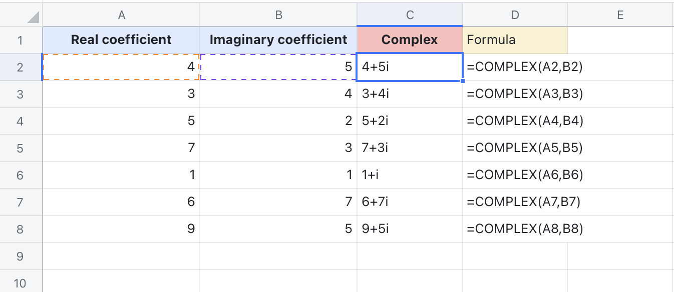 COMPLEX function for Sheets