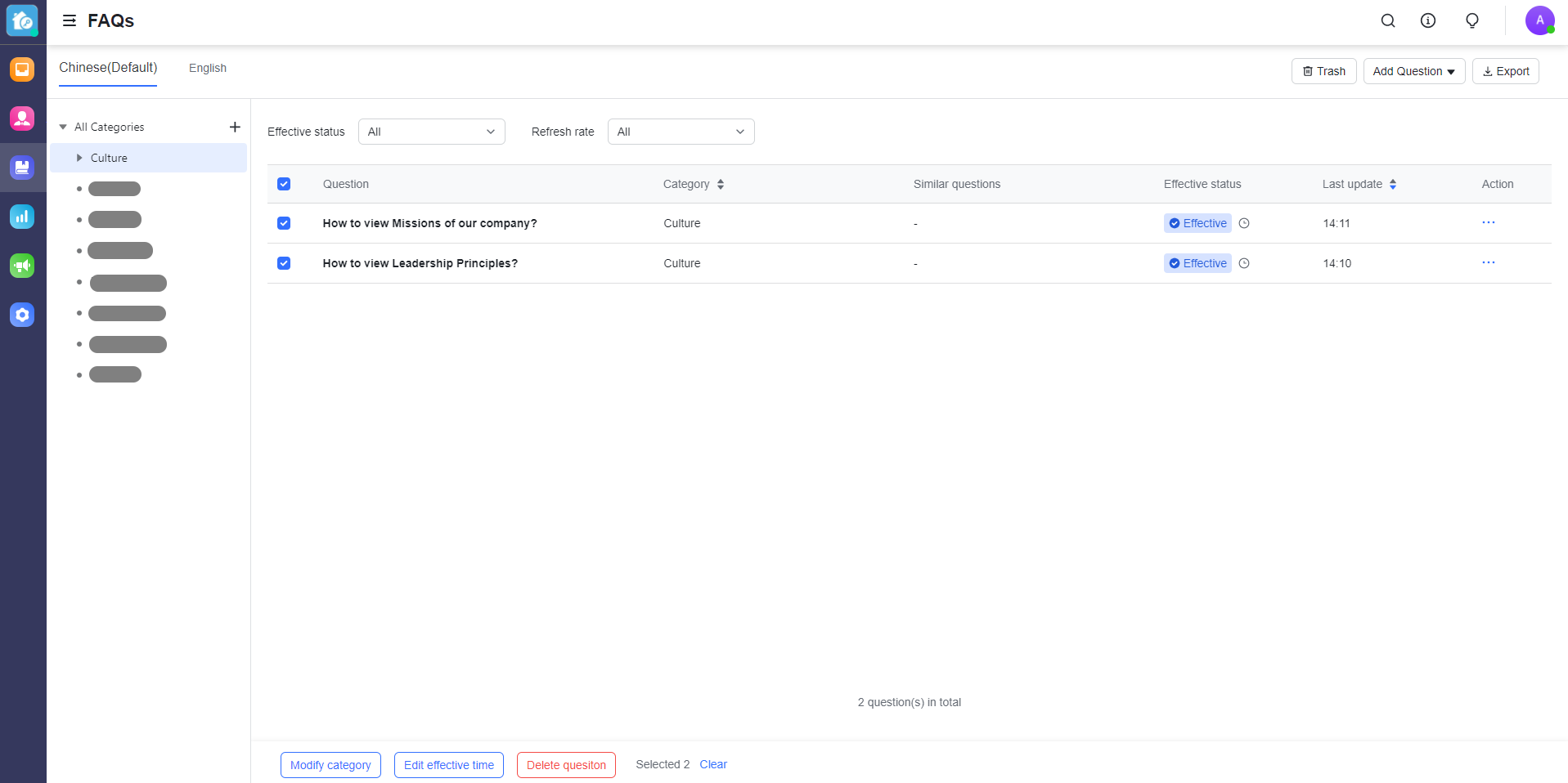 Manage FAQs in Help Desk Admin