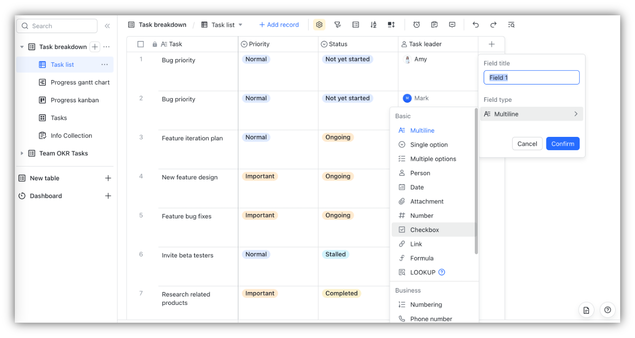 Use checkbox fields in Base