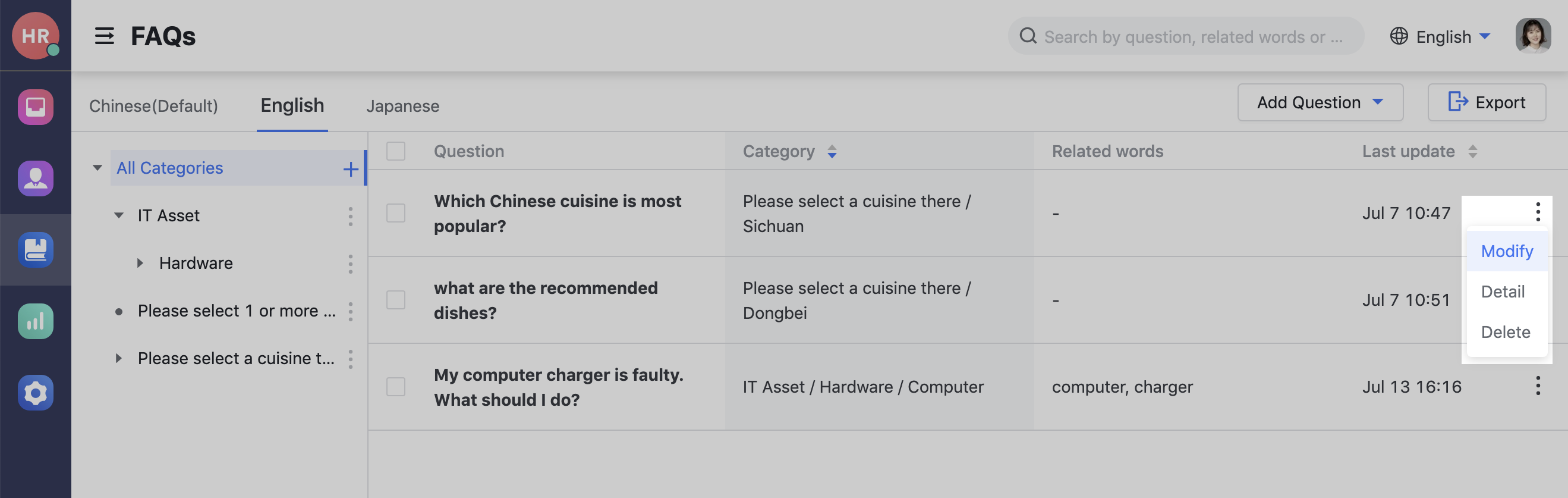Manage FAQs in Help Desk Admin