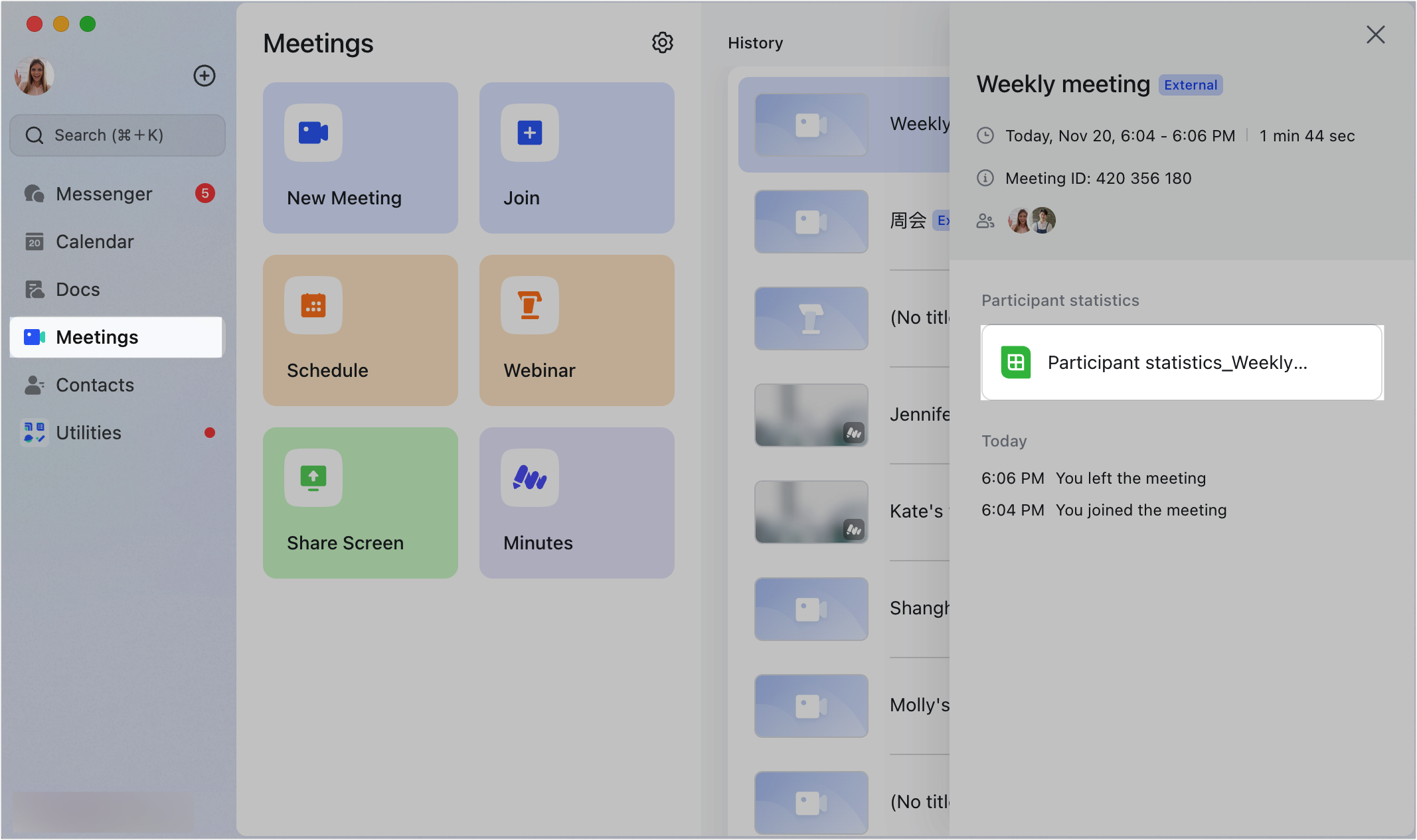 View and export participant statistics
