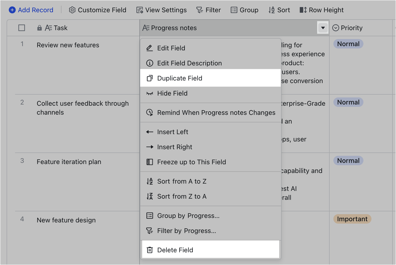 Use text fields in Base