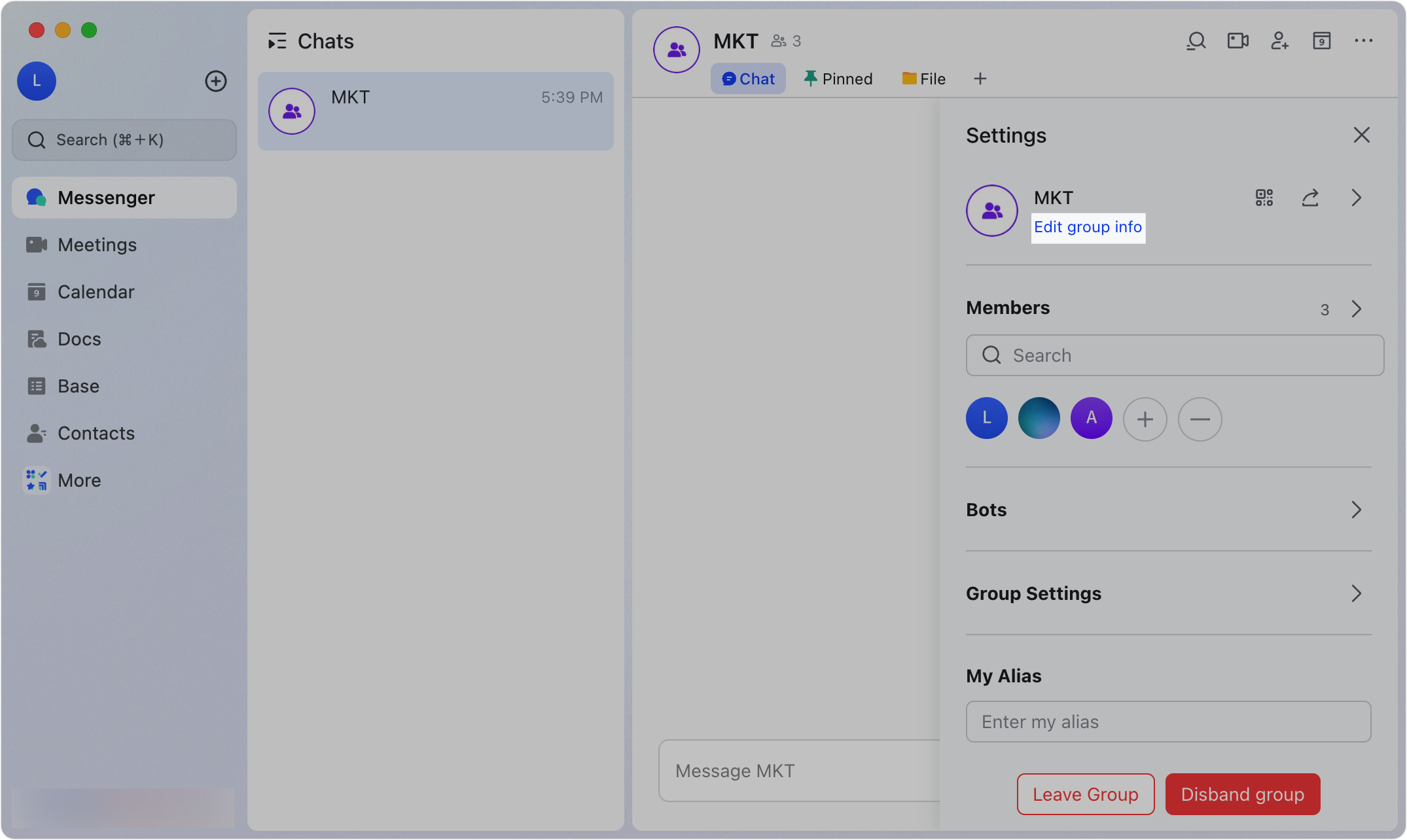 Edit group information