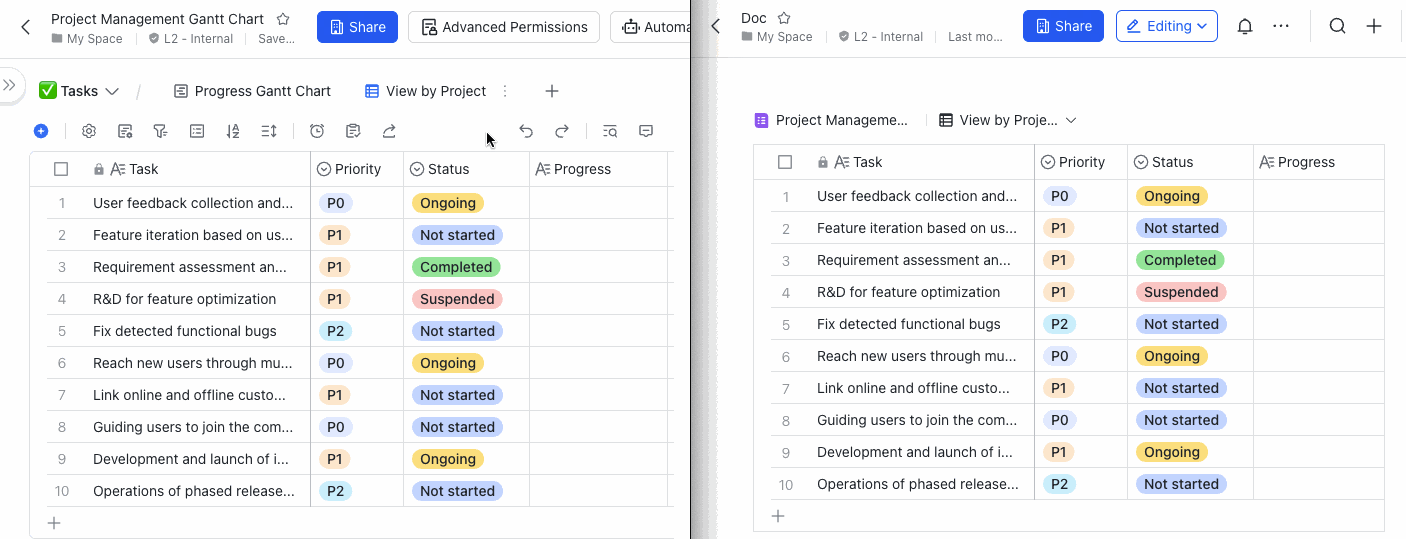 Insert a base in Docs