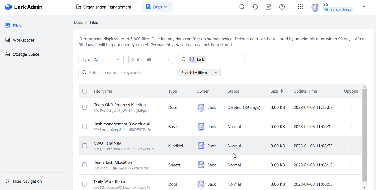 Admin | Manage document files through the Feishu Admin Console