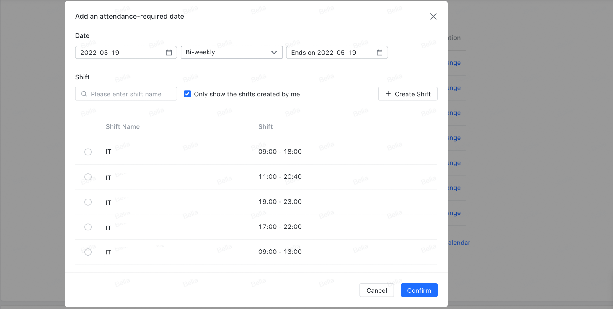 Admin | Set big and small shift attendance
