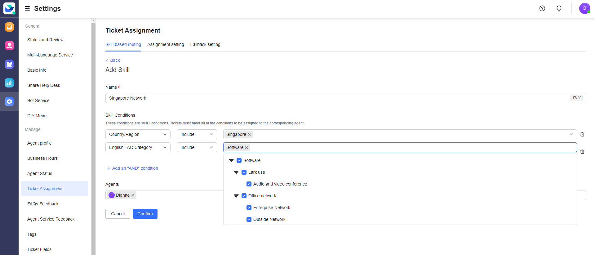Define ticket assignment rules