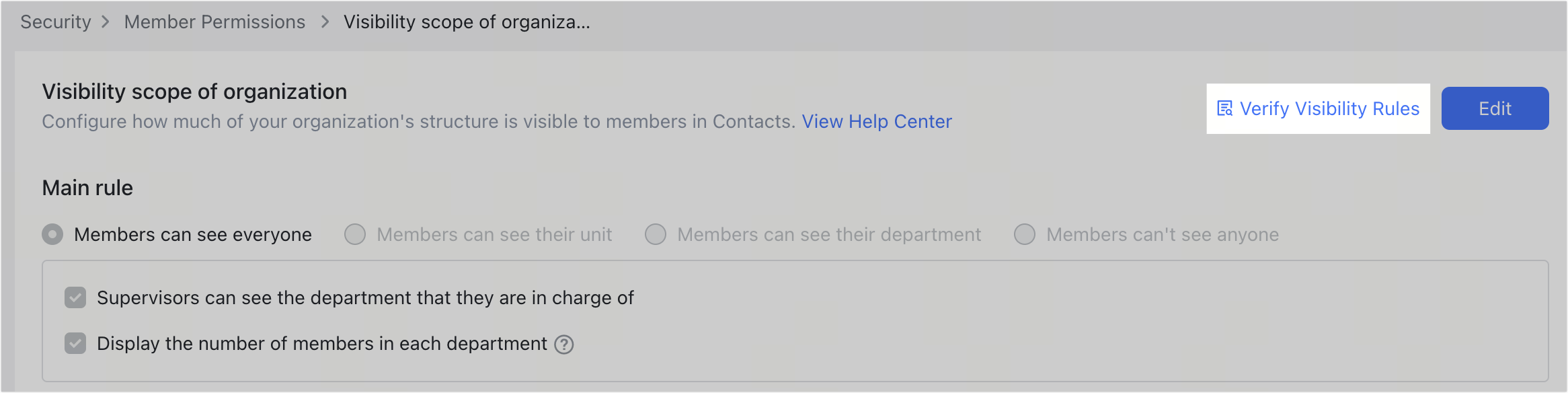 Admin | Manage the visibility of your organizational structure