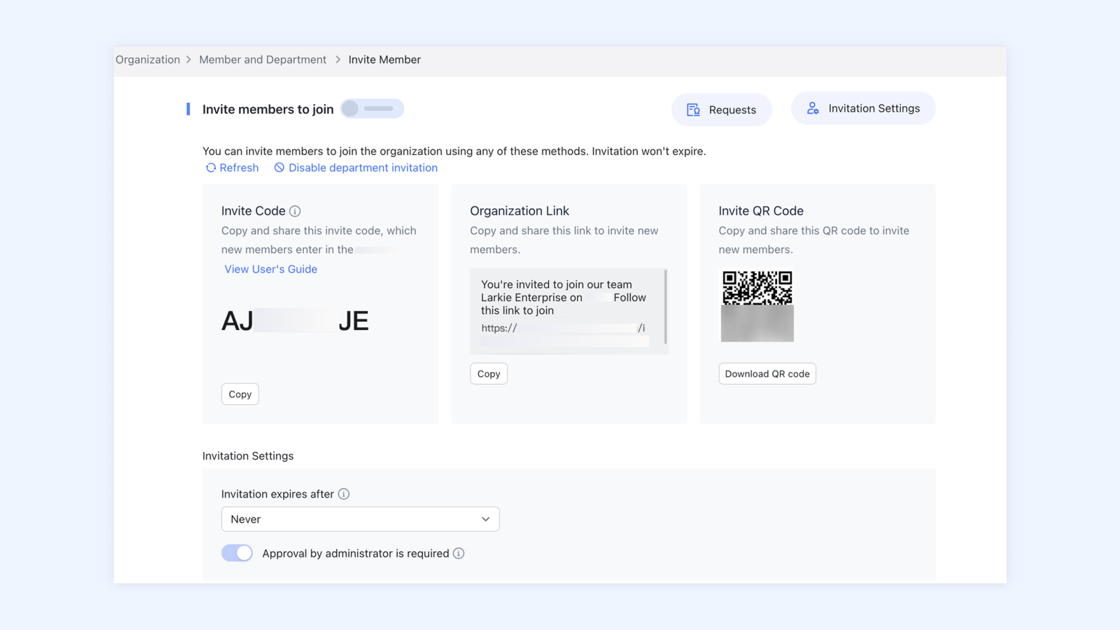 Step 3: Invite members to join the organization