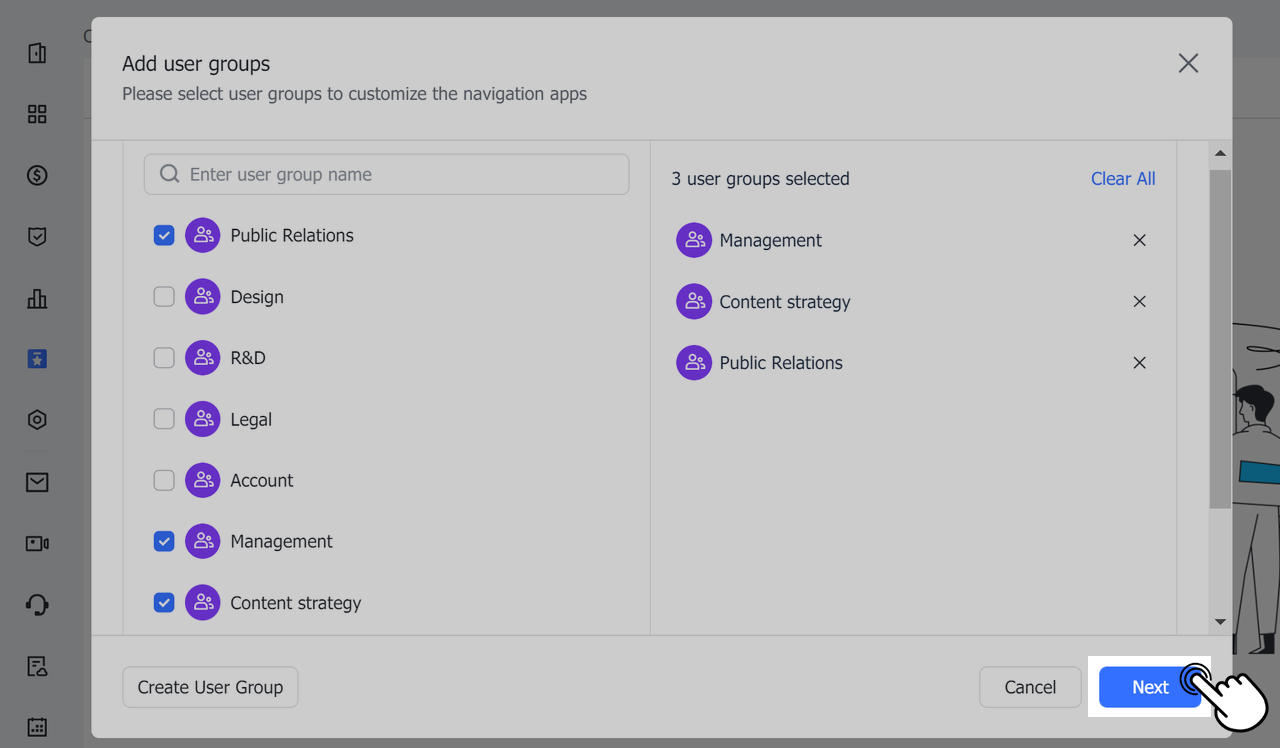 Admin | Customize navigation bar layouts for user groups