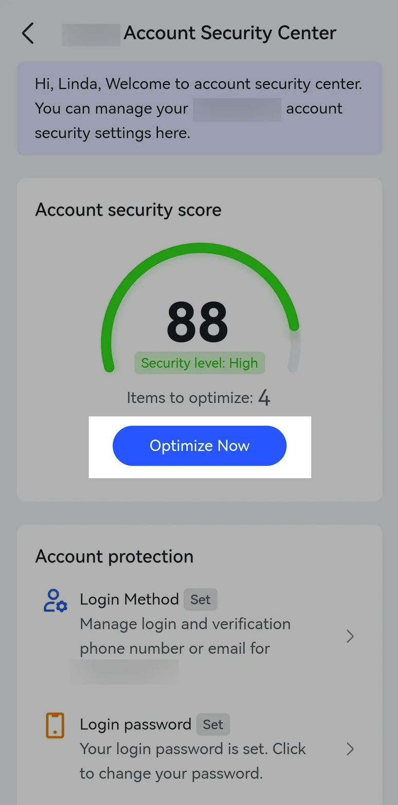 Improve your account security score
