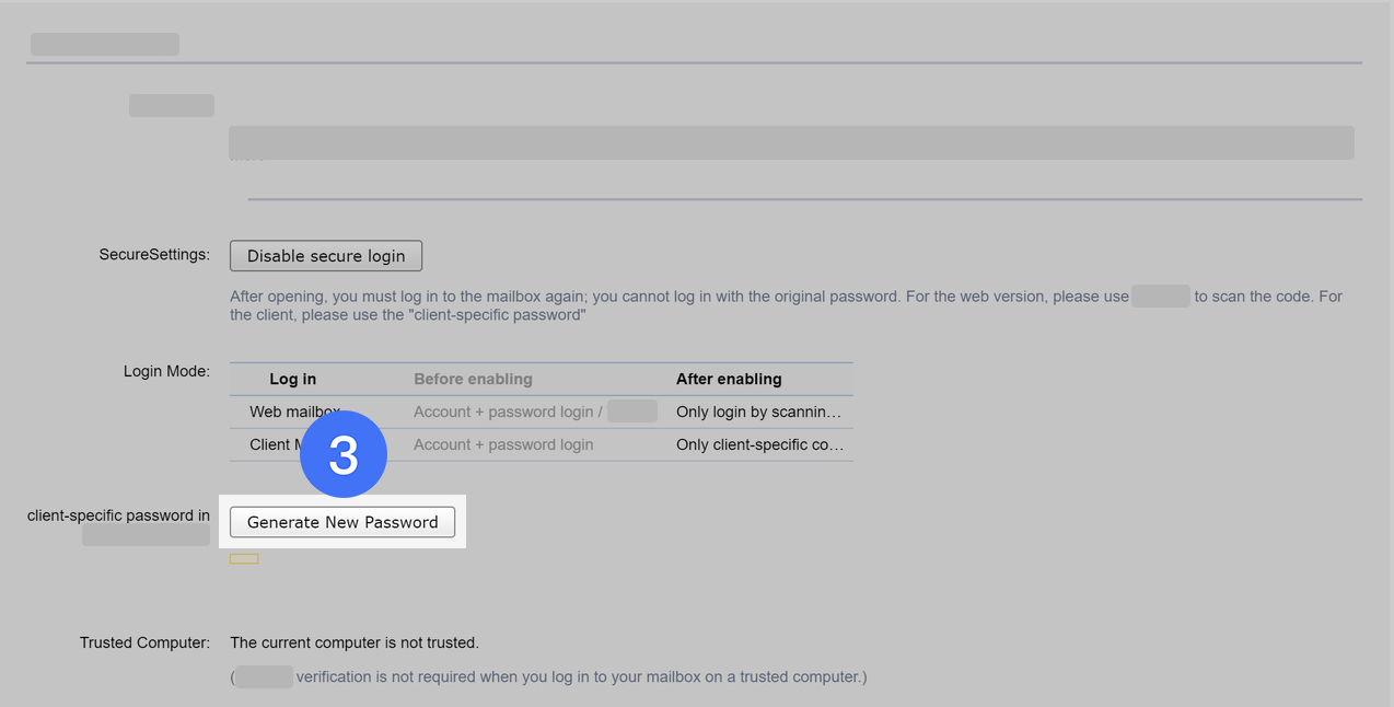 Enable secure login and receive secure login password