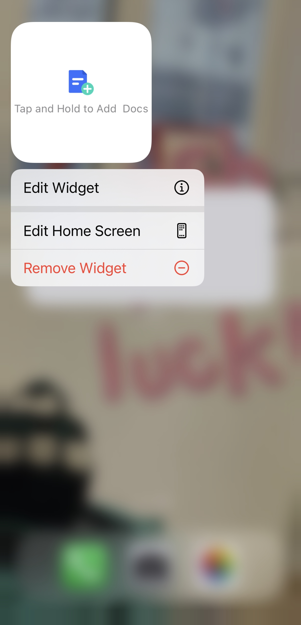 Add Docs widgets to your mobile device