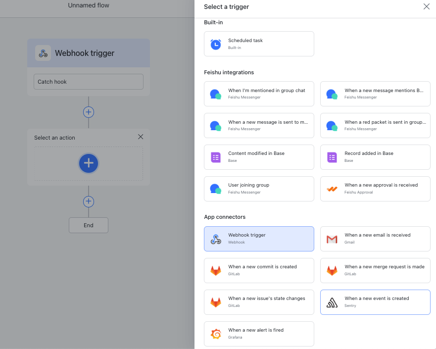 Use the webhook trigger