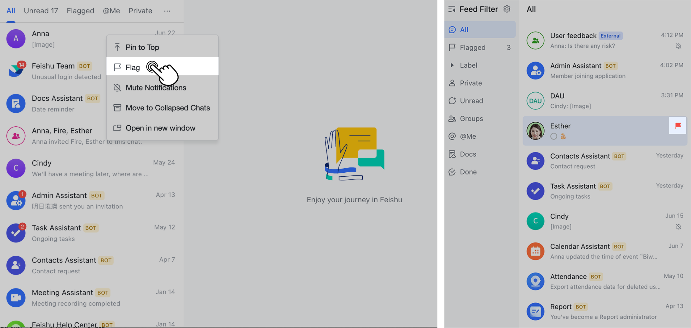 Flag chats and messages