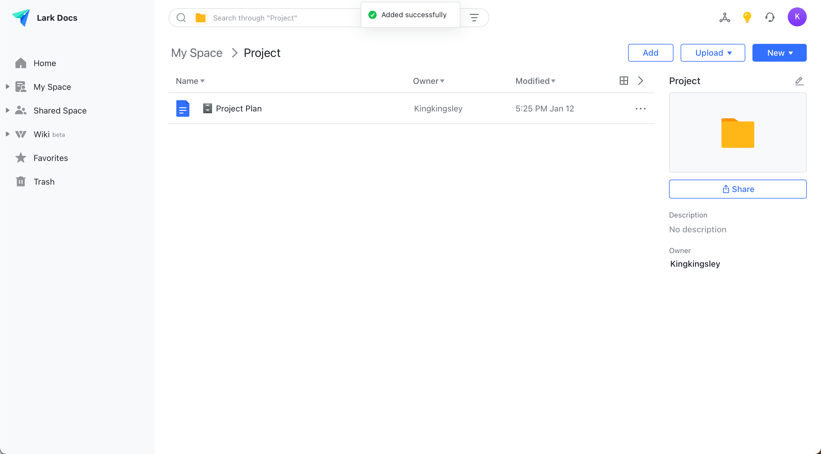 Batch add documents and files to a folder