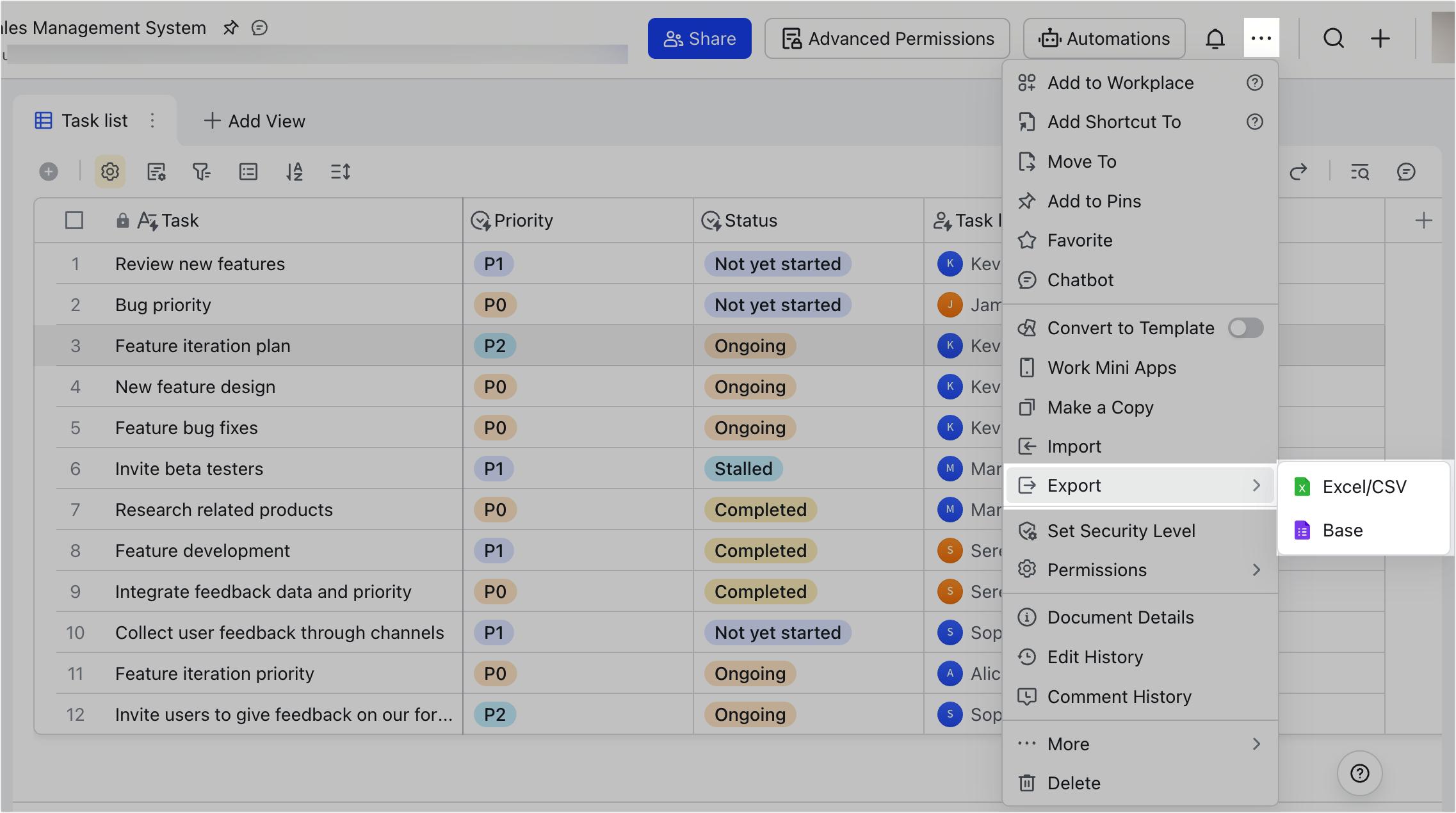 Import and export Base
