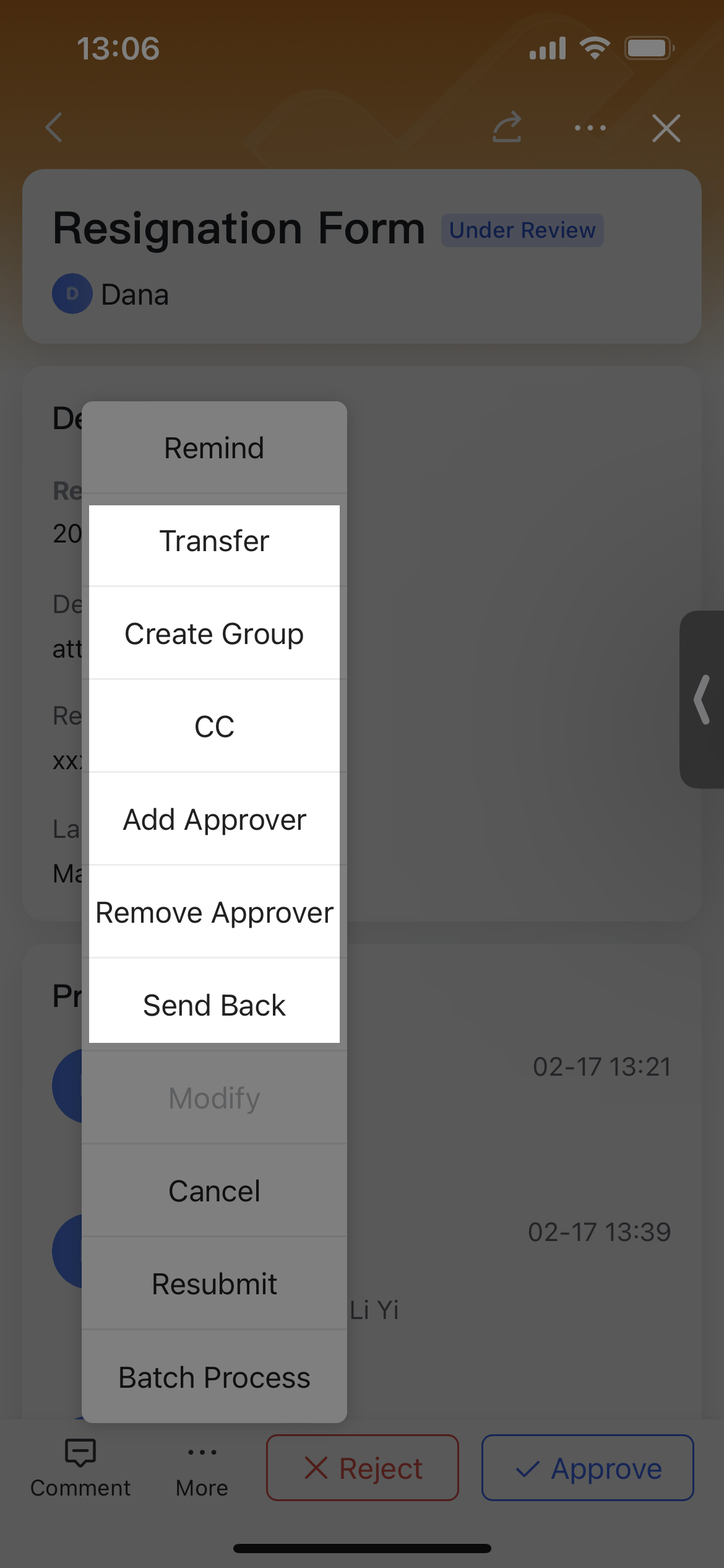 Admin | Transfer, add/remove approvers, and roll back