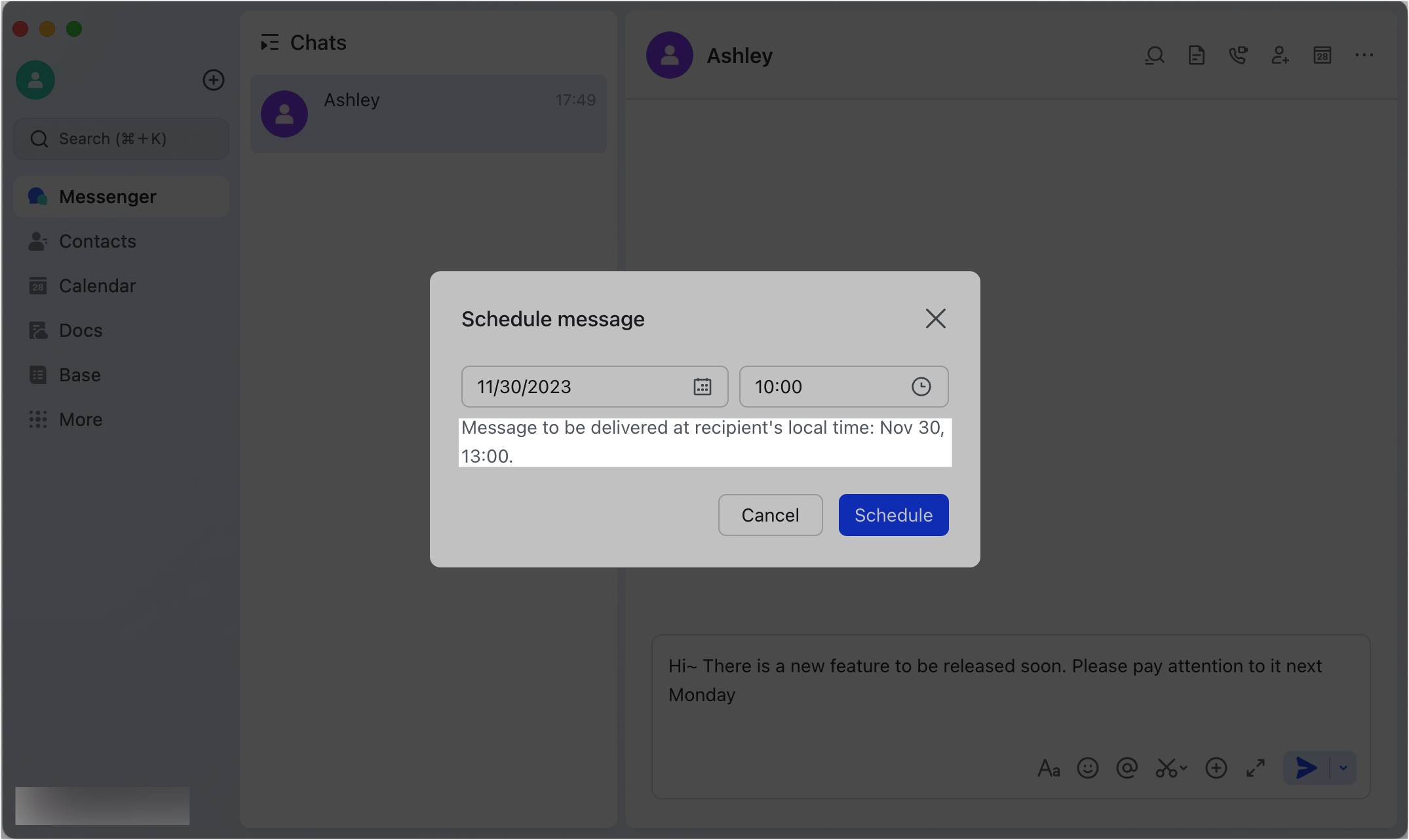 Schedule messages to be sent later