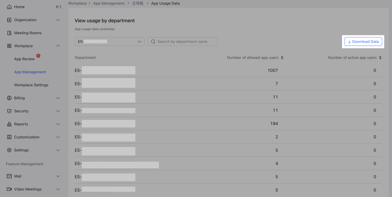 Admin | View app usage data