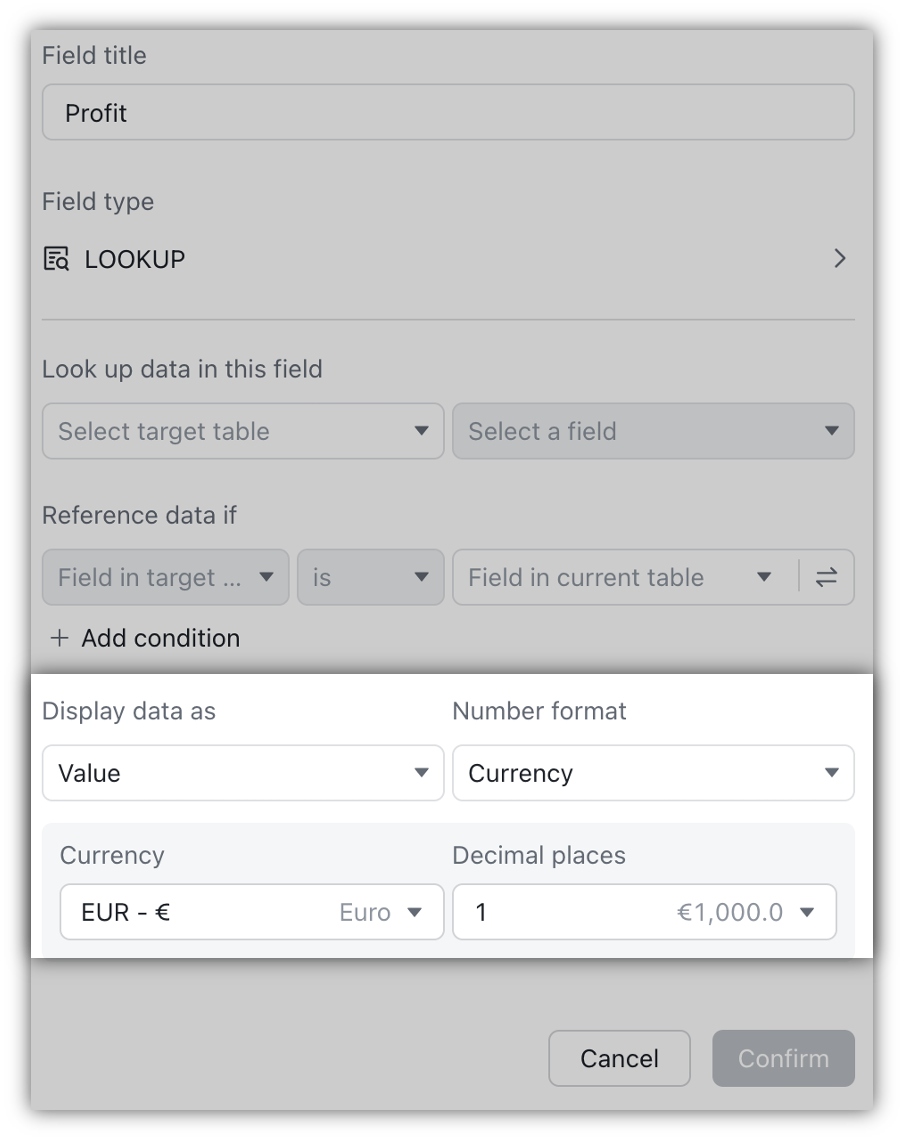 Use currency fields in Base