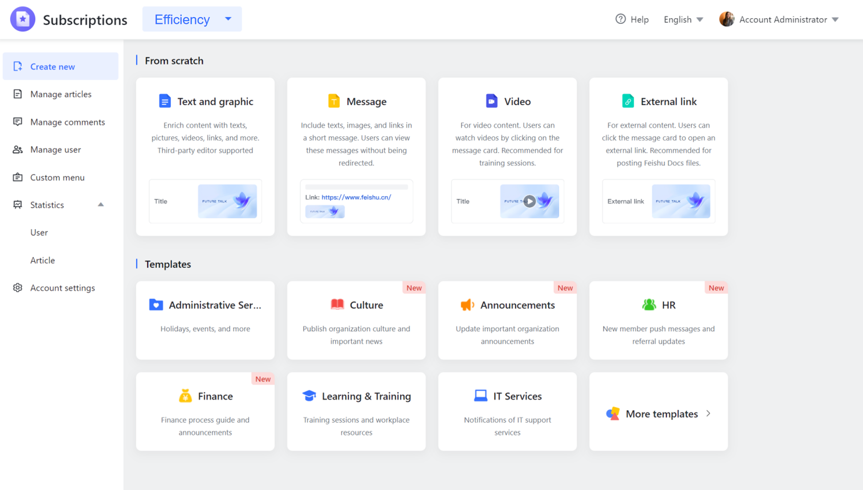 Create and edit Subscriptions articles