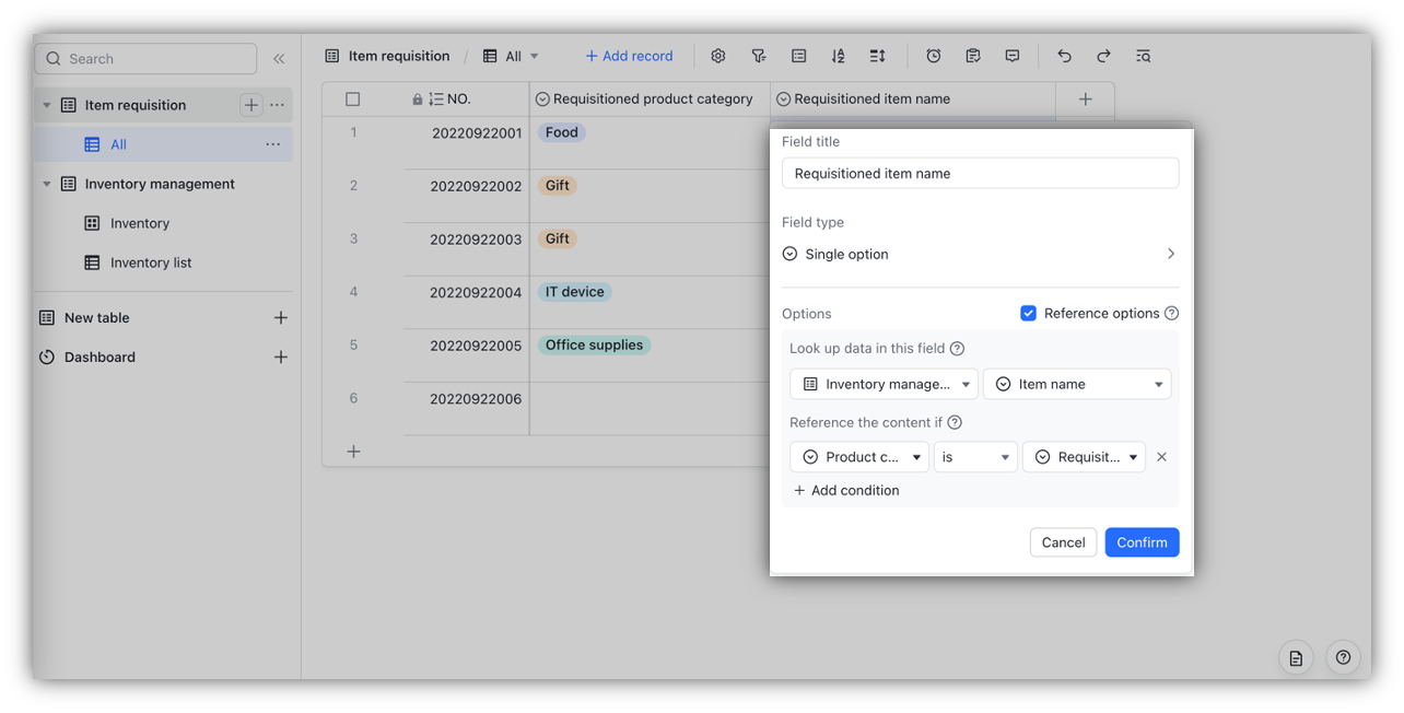 Create multi-level dropdown lists with single and multiple options fields