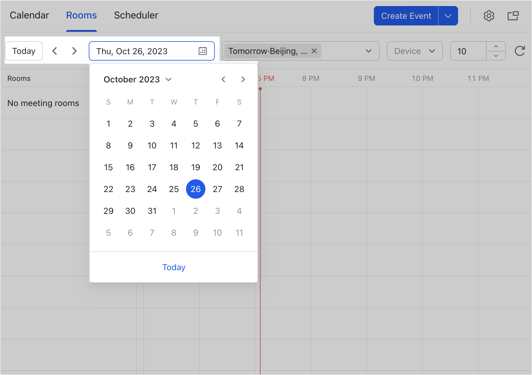 Reserve meeting rooms from Calendar