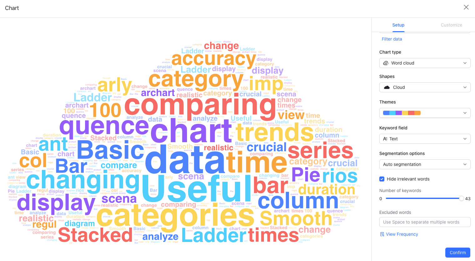 Customize word clouds in Base dashboards
