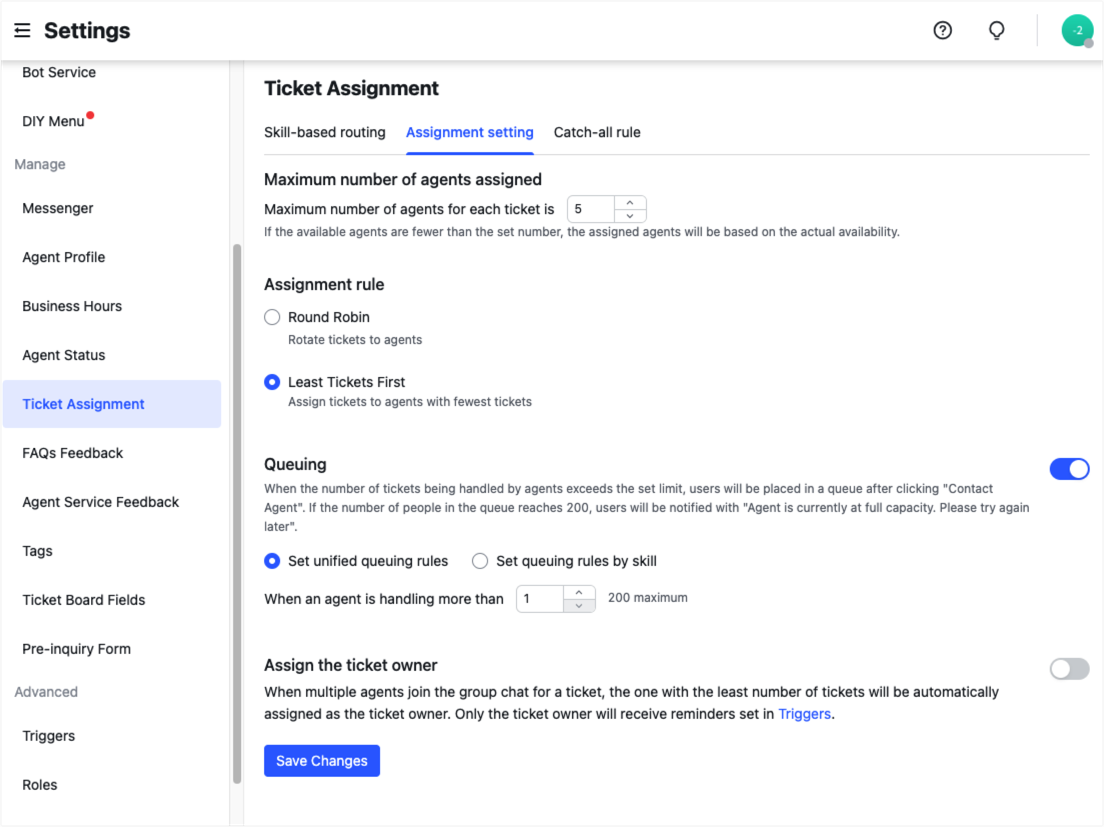 Define ticket assignment rules
