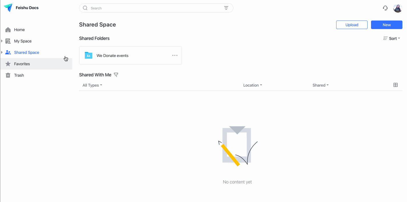 Use the Shared Folder to organize documents