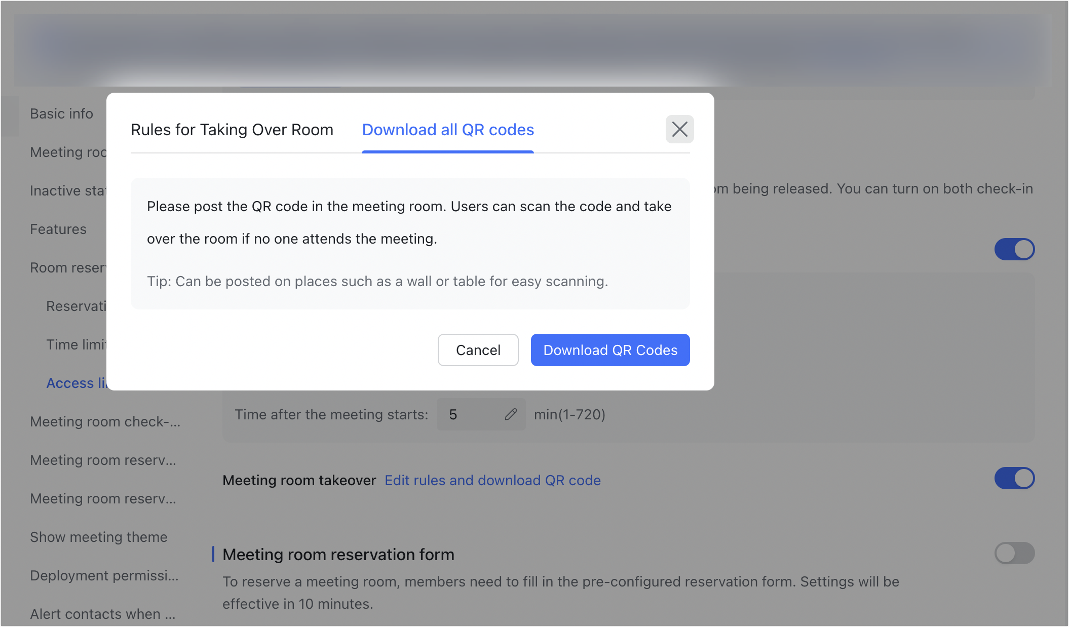 Admin | Configure meeting room takeover