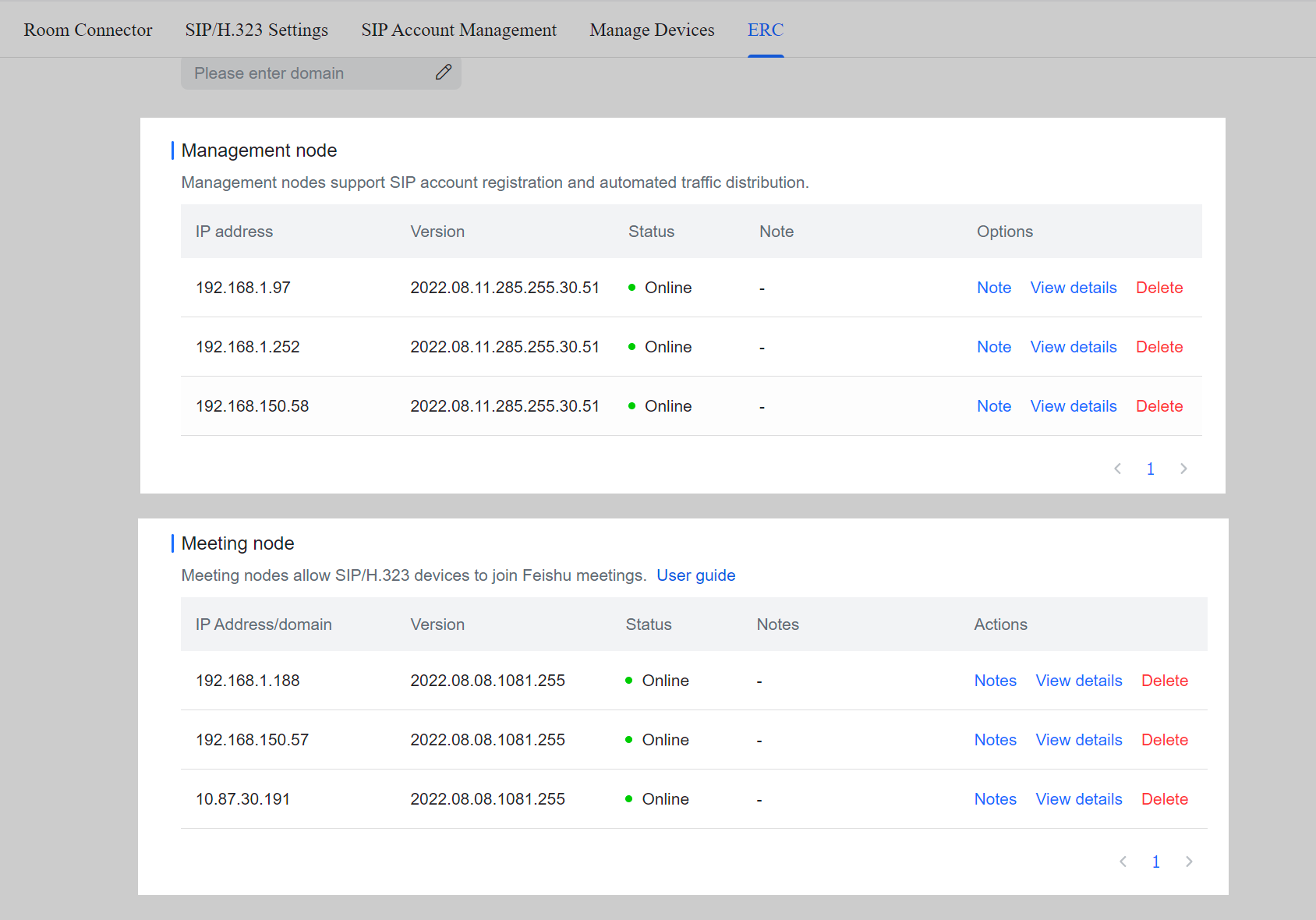 Admin | SIP/H.323 Enterprise Room Connector deployment guide